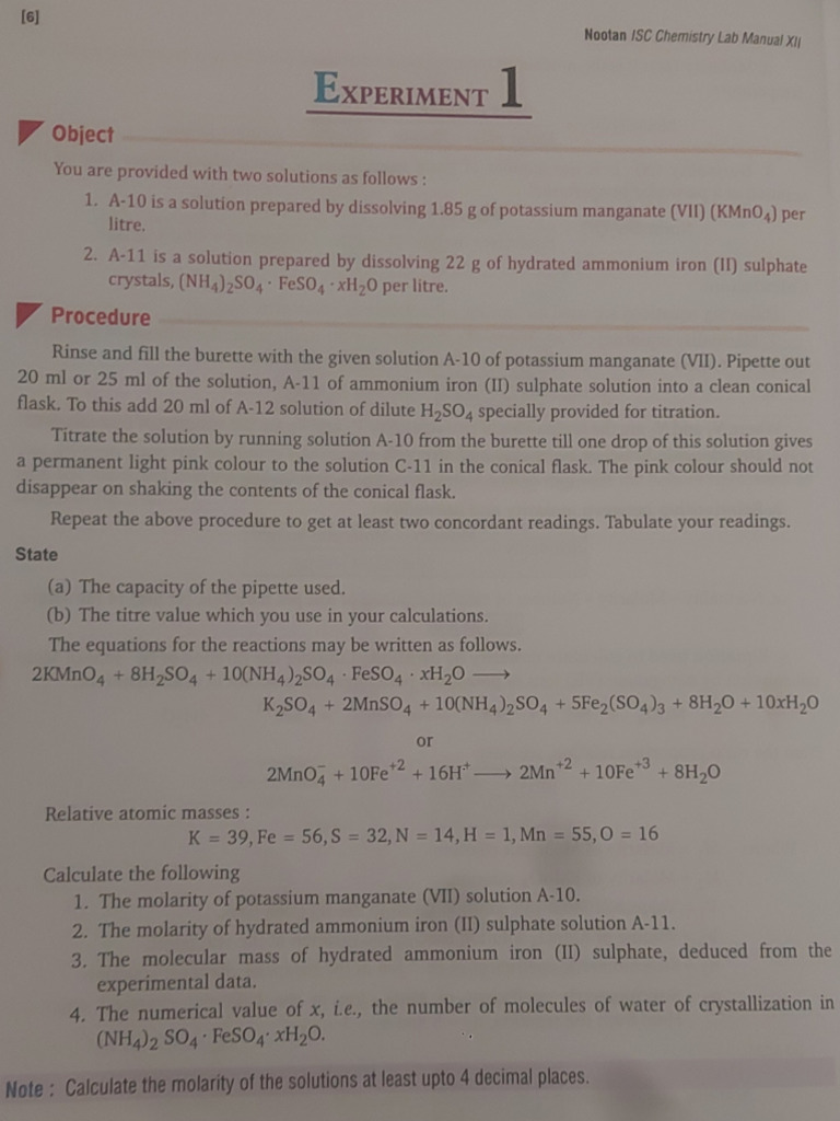 Std 12 Chem Practical | PDF | Titration | Chemistry