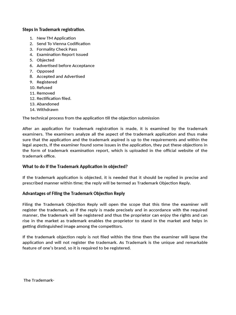 Trademark Registration Process Overview | PDF | Trademark | Patent ...