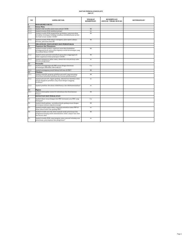 Selfassesment CHECKLIST CDOB | PDF