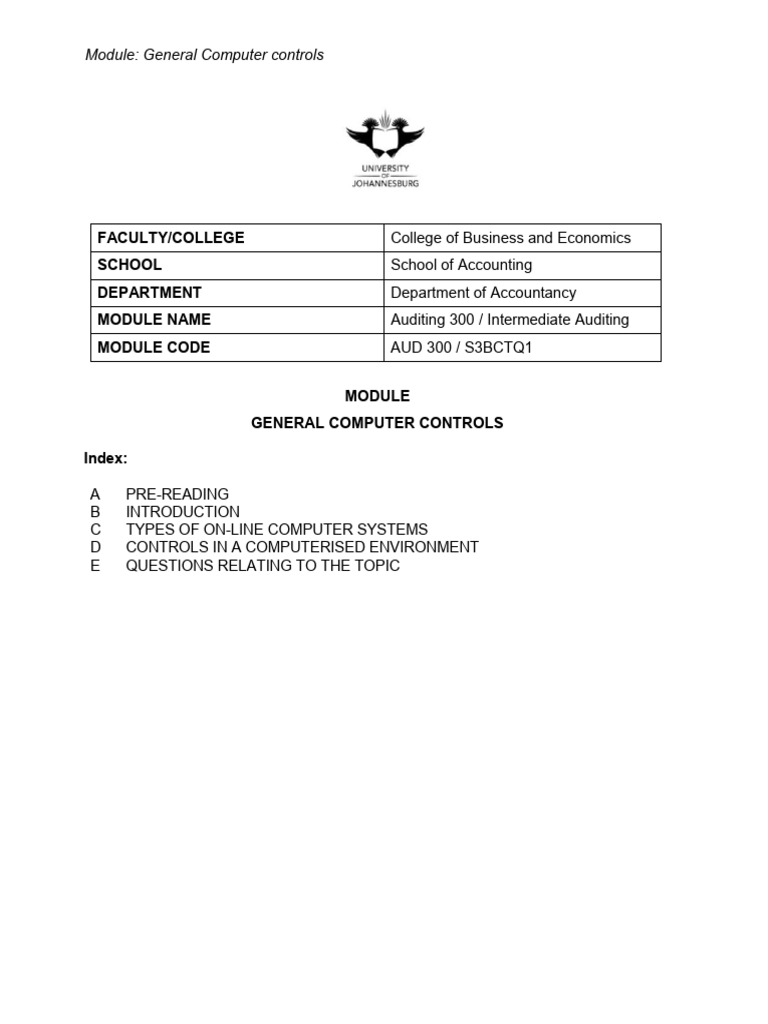 Module Outline_General Ctrl | PDF | Phishing | Security Module Outline_General Ctrl | PDF | Phishing | Security