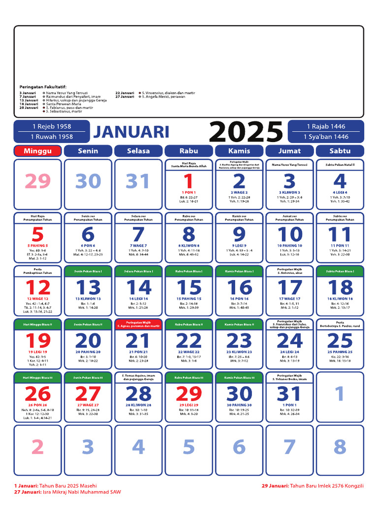 Kalender Liturgi 2025 Trial | PDF | Komputer