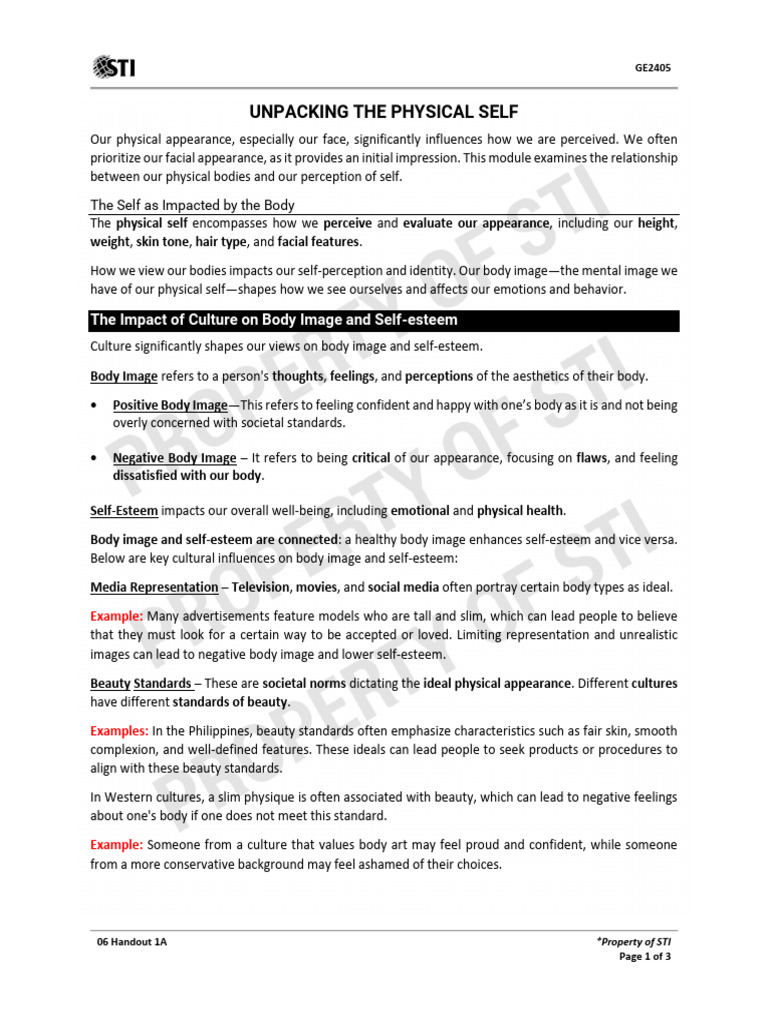 06 Handout 1A | PDF | Body Image | Eating Disorder