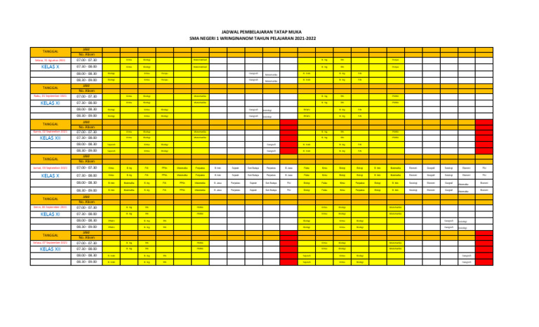 Jadwal PTM 2021-2022 | PDF