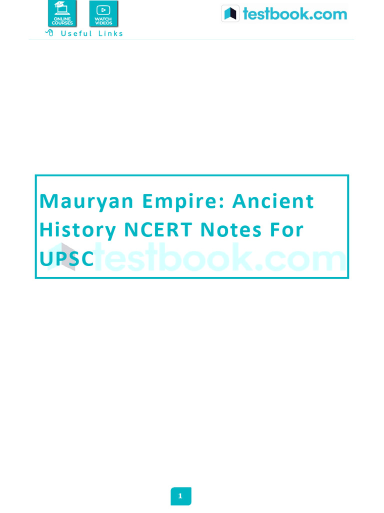 Mauryan Empire Ancient History Ncert Notes For Upsc 3102fe0e | PDF | Ashoka