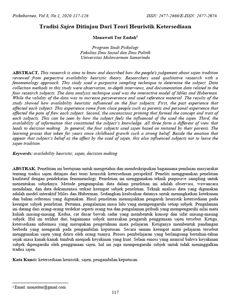 Heuristik Ketersediaan dalam Tradisi Sajen | PDF