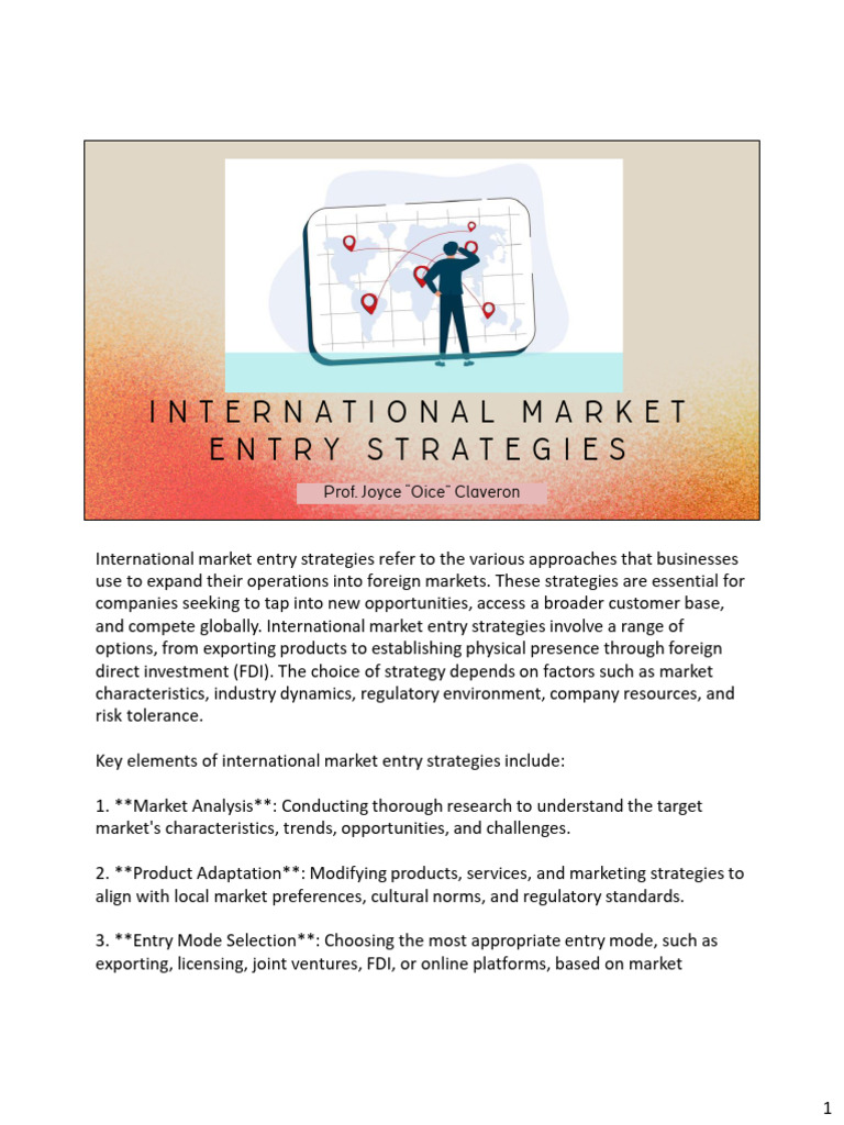 International Market Entry Strategies Colorful | PDF | Franchising ...
