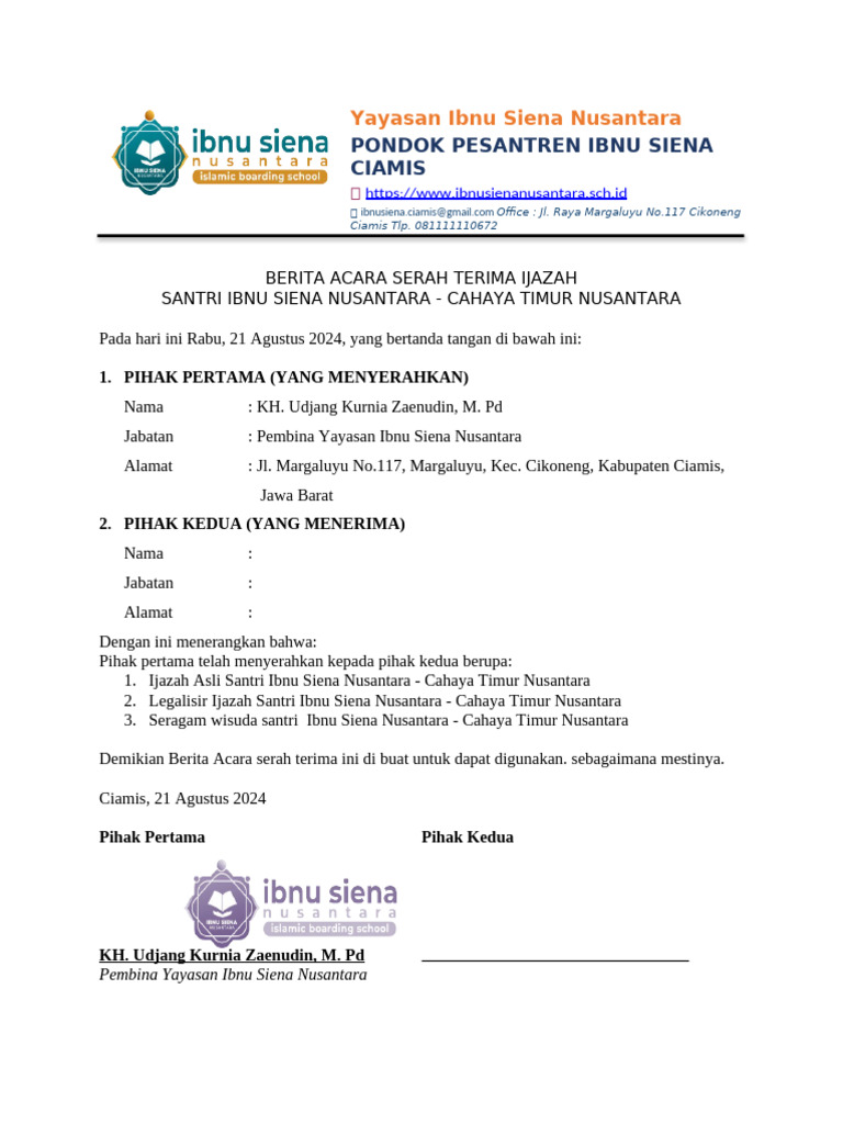 Berita Acara ISNU-CTN | PDF