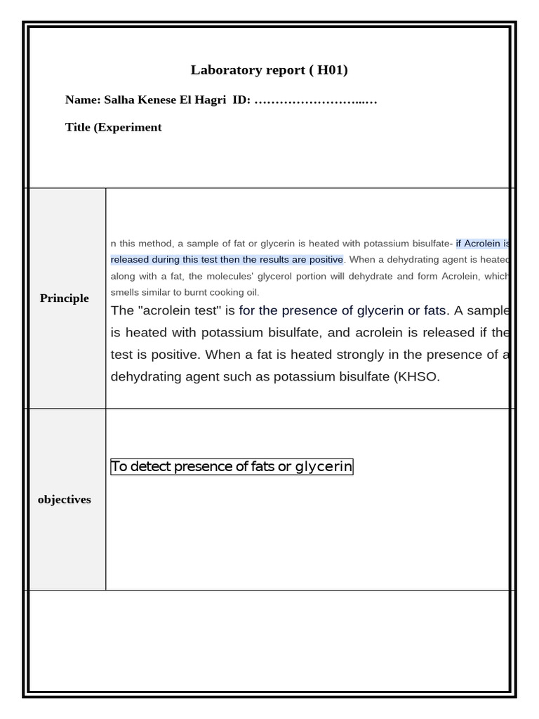 Laboratory Report Fats | PDF