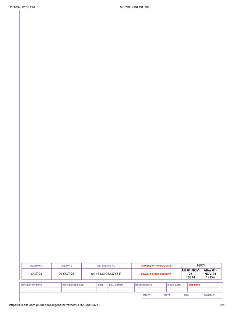 MEPCO ONLINE BILL | PDF | Taxes | Fee