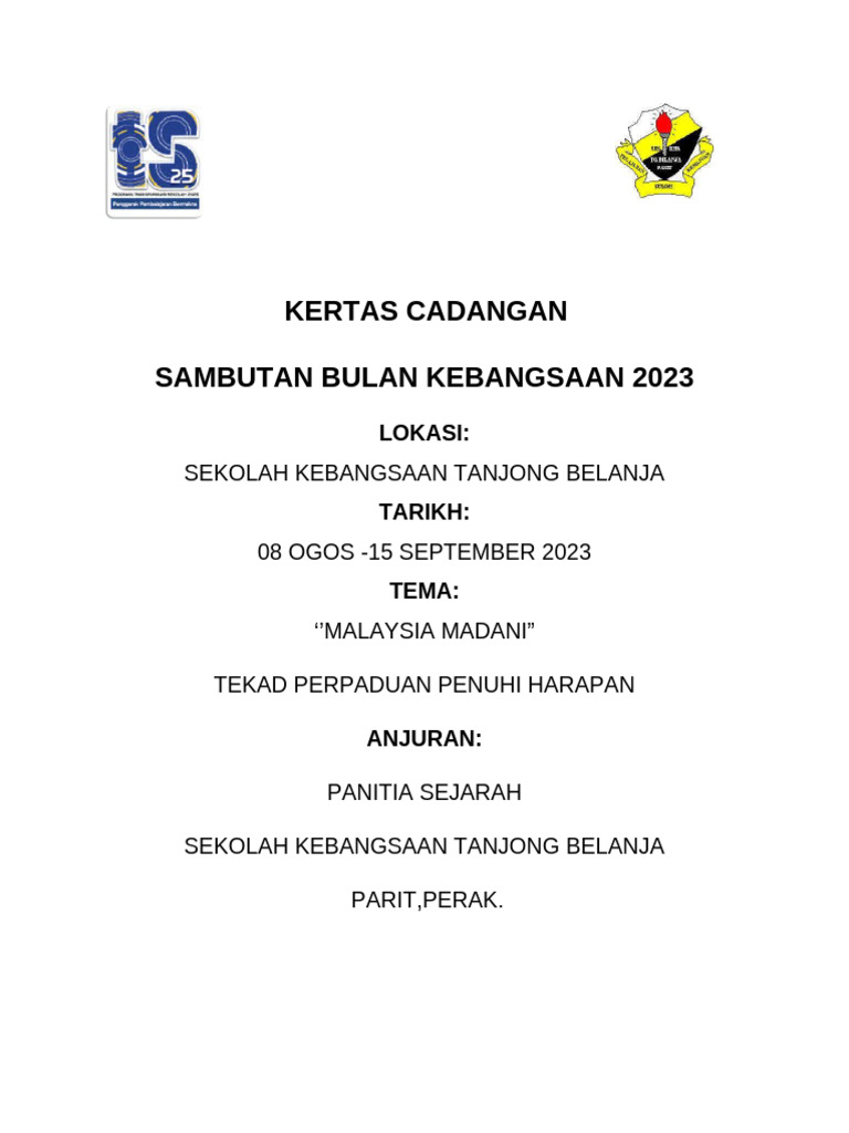 kertas kerja bulan kebangsaan 2023 sktb | PDF