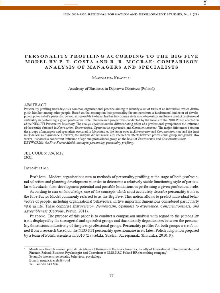 COMPARISON | PDF | Extraversion And Introversion | Psychology