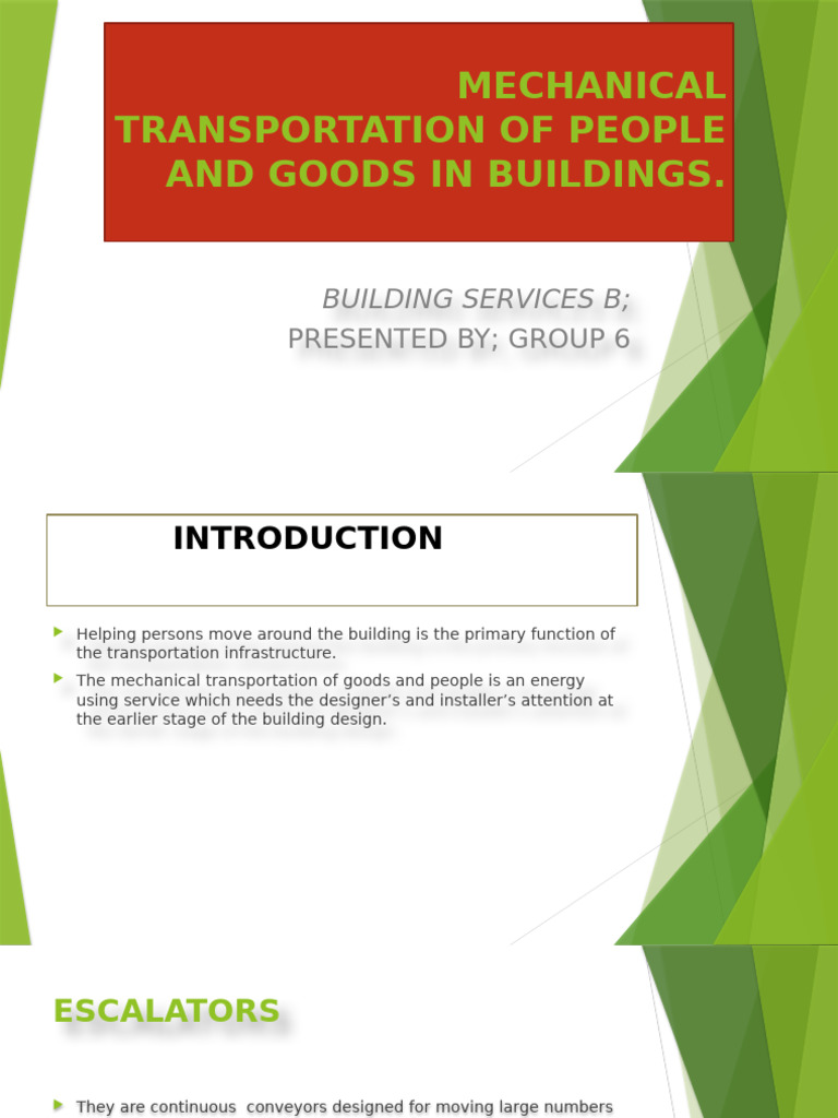 Mechanical Transportation of People and Goods in Buildings | PDF | Escalator | Stairs