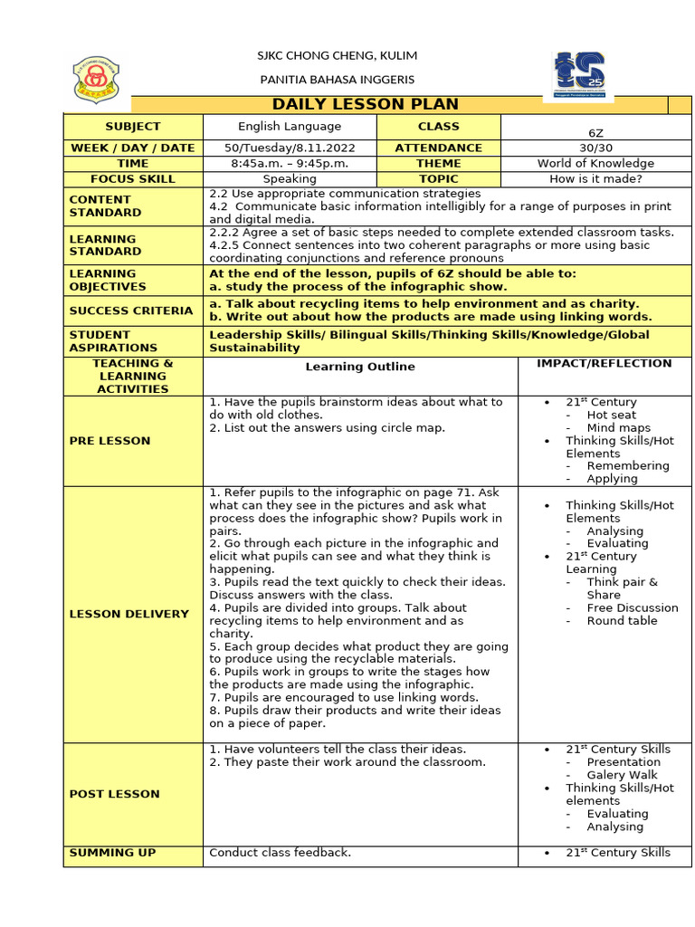 RPH 2 | PDF | Lesson Plan | Behavior Modification