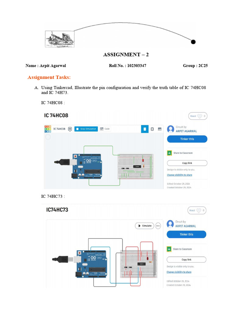 Tinkercad IC 74HC08 & 74H73 Analysis | PDF | Teaching Methods ...