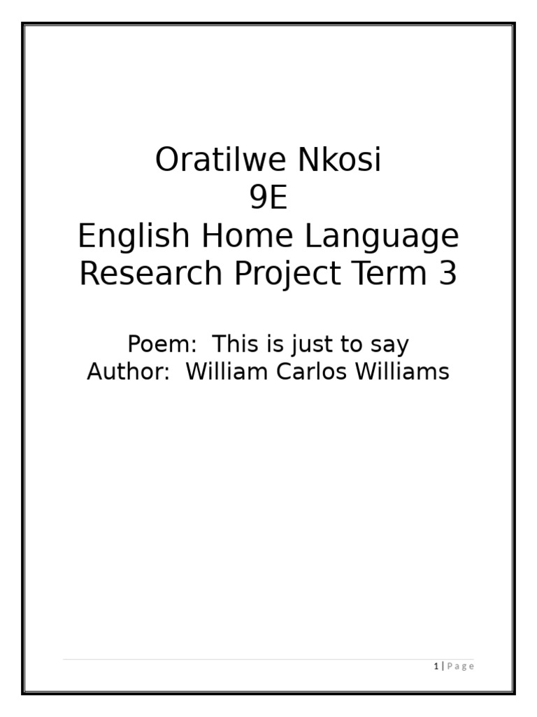 English Research Project Term 3 | PDF | Poetry | Rhyme