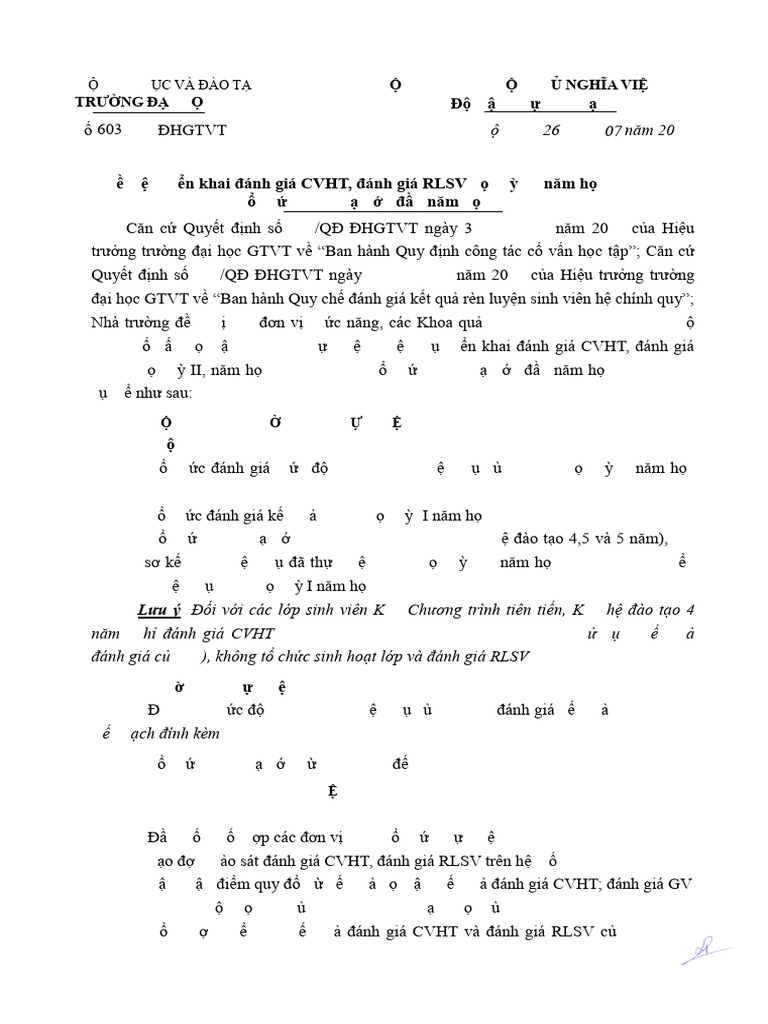 603-TB Lịch CVHT | PDF