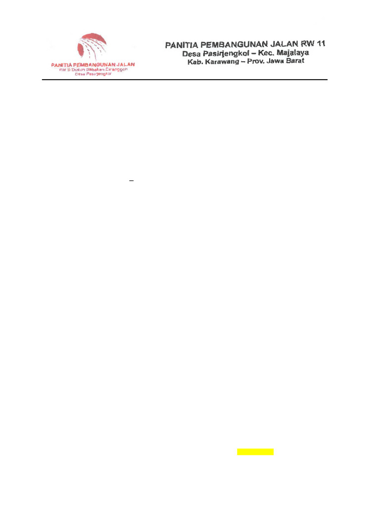 Surat Kesanggupan-Panitia Pembangunan Jalan RW 11 | PDF