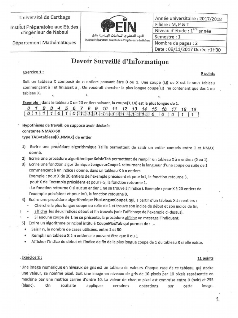 DS N1 Info MP-PC-PT 2017 | PDF