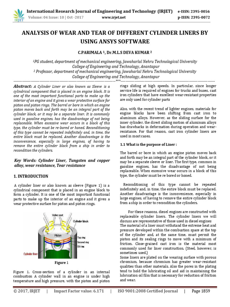 Analysis of Wear and Tear of Different C | PDF | Piston | Cylinder (Engine)