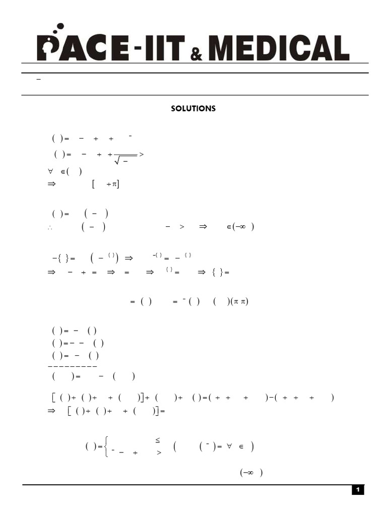 Functions & ITF (Main) Solution | PDF | Functions And Mappings | Mathematical Concepts
