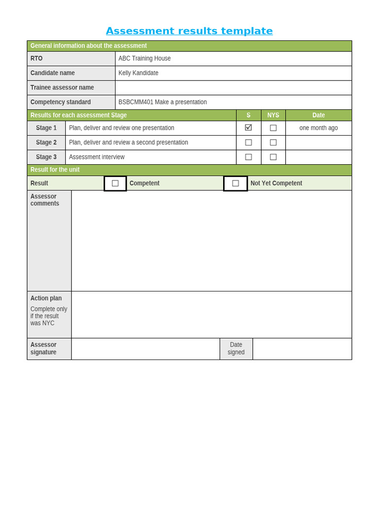 08 Assessment Results Template-V2 | PDF | Finance & Money Management