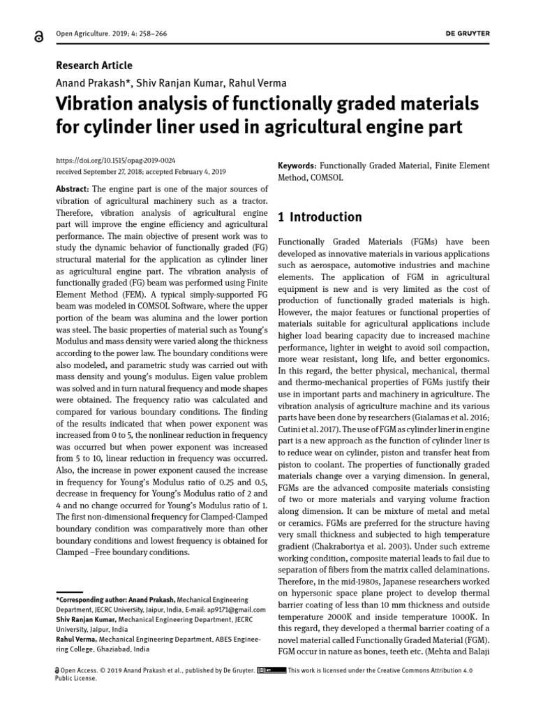 Vibration Analysis of FG Materials in Agriculture | PDF | Beam ...