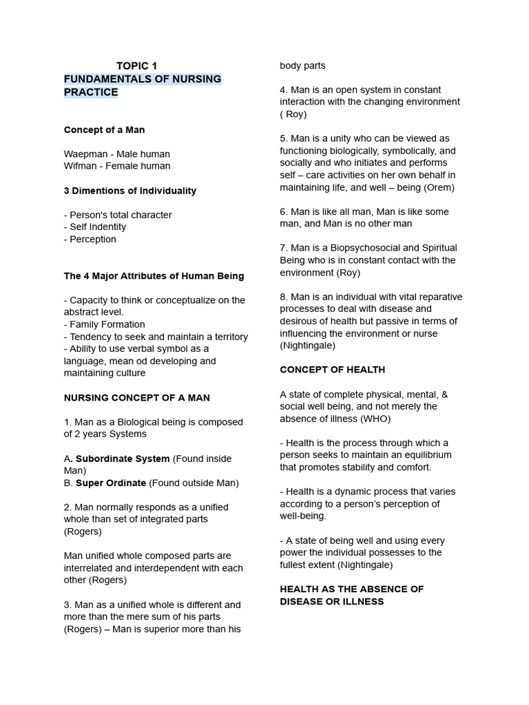 FUNDA-LEC-REVIEWER | PDF | Nursing | Health Care