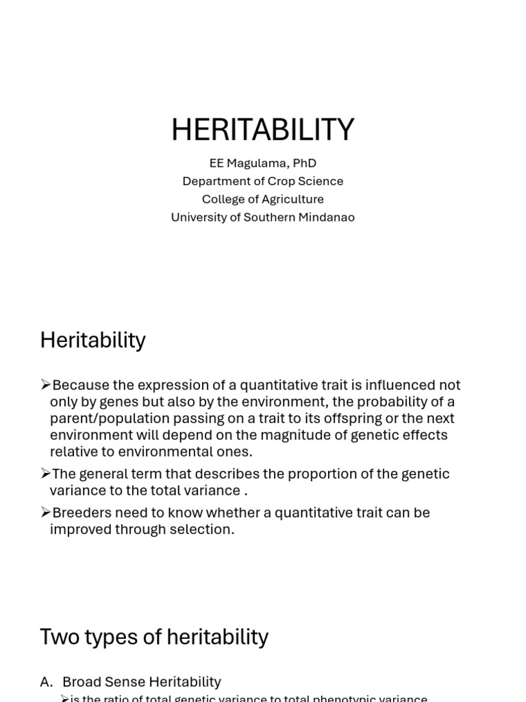 HERITABILITY | PDF | Heritability | Evolutionary Biology