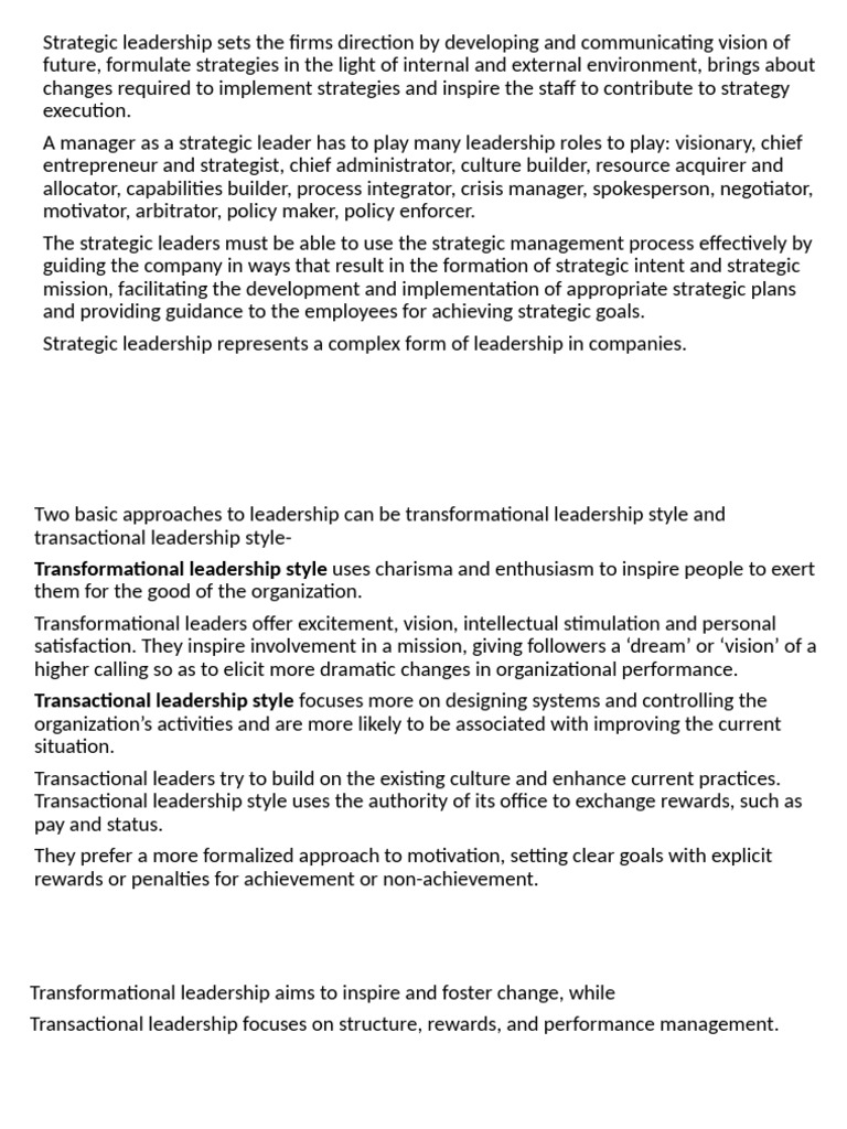 Strategic Leadership | PDF | Business