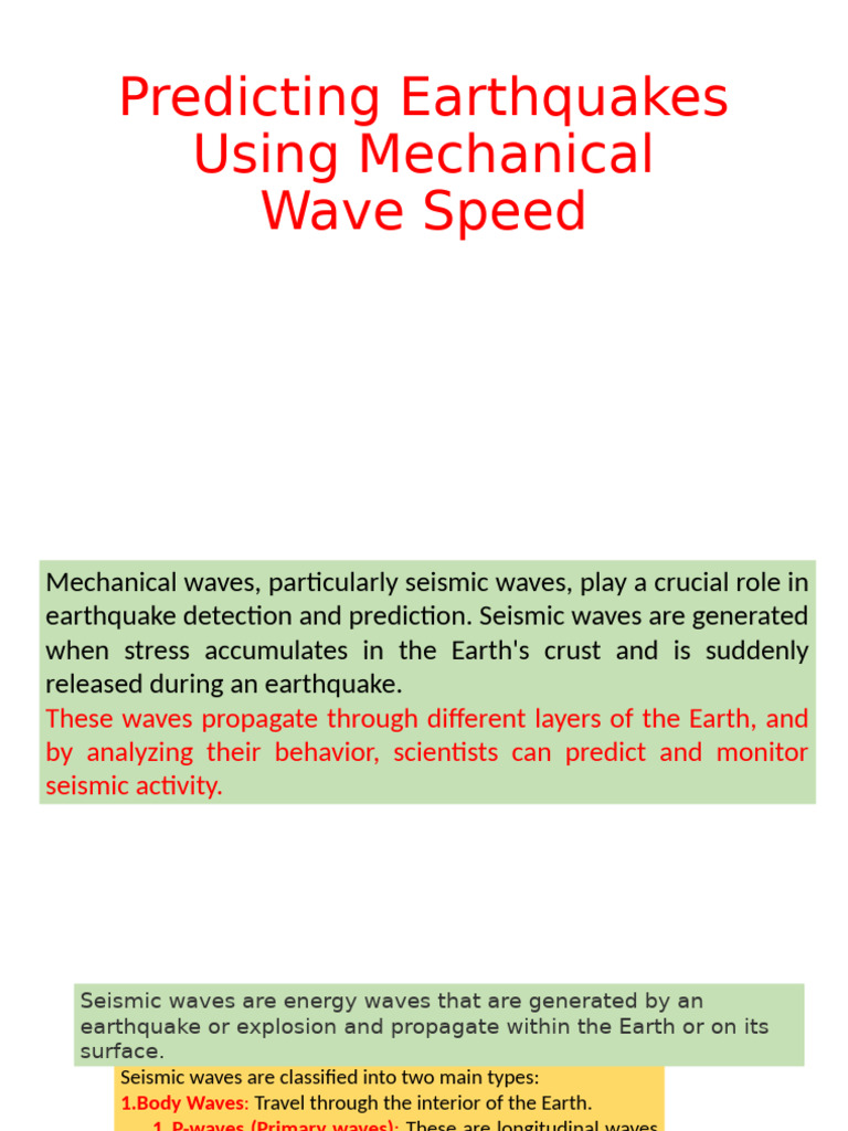 Earthquake Prediction via Wave Speed Analysis | PDF | Seismology ...