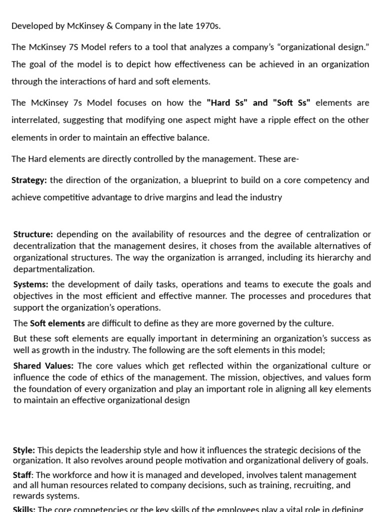 Mckinsey 7s Model | PDF