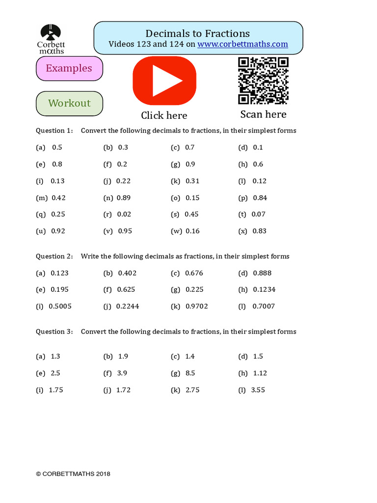 Convert Decimals to Fractions Guide | PDF | Lexicology | Mathematical ...