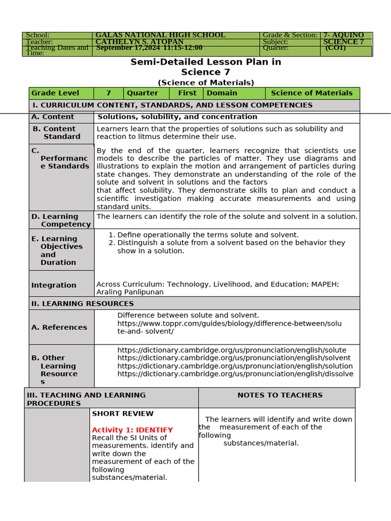 COT-1-2024-2025 | PDF | Mixture | Chemistry