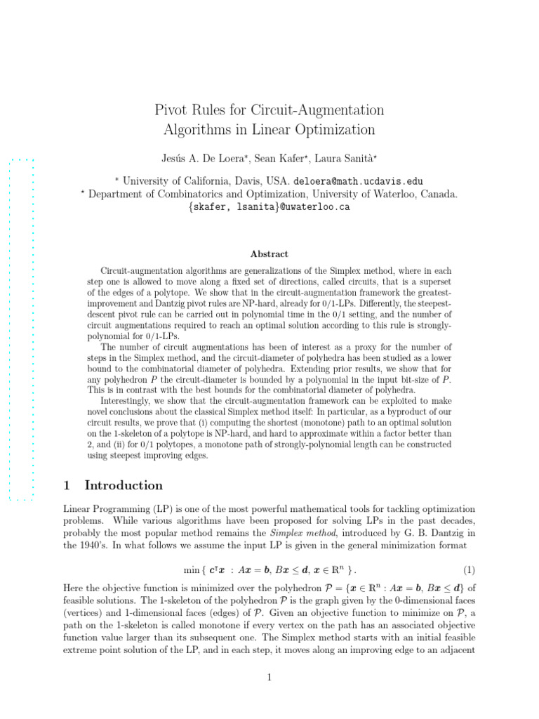 1909.12863v2 | PDF | Linear Programming | Time Complexity