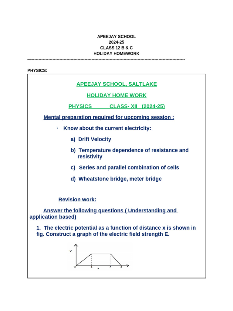 Holiday Homework ,Class 12 b & c ,2024-25 (2) | PDF | Function (Mathematics) | String (Computer ...