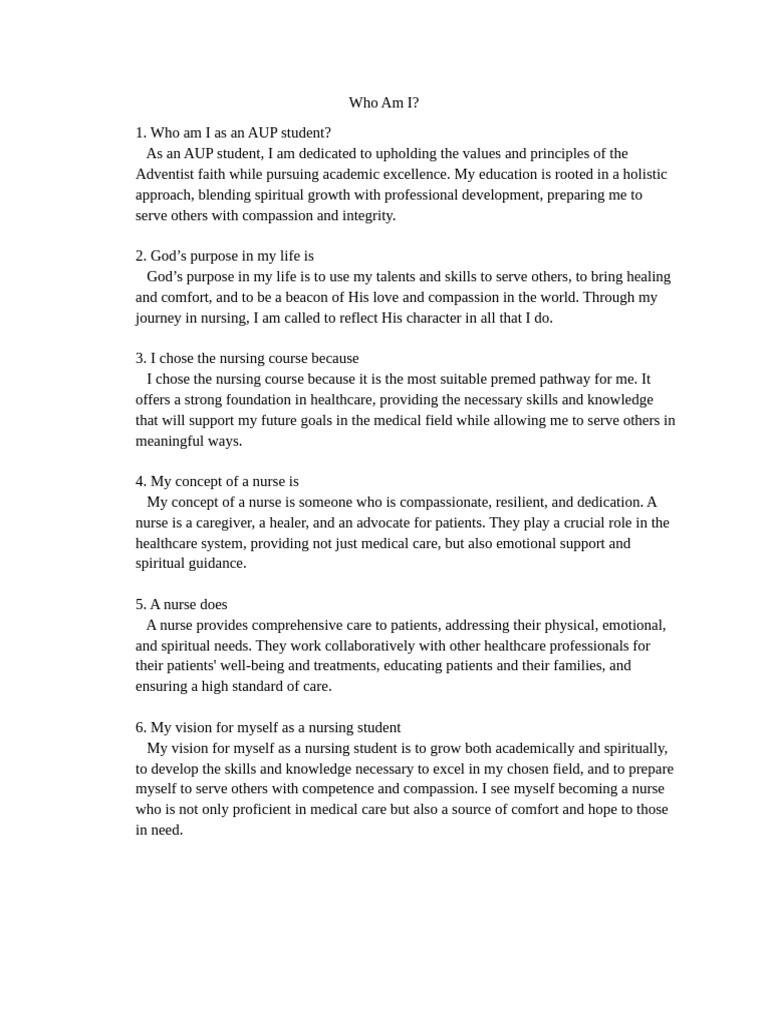 AUP Nursing Student's Journey | PDF | Self-Improvement