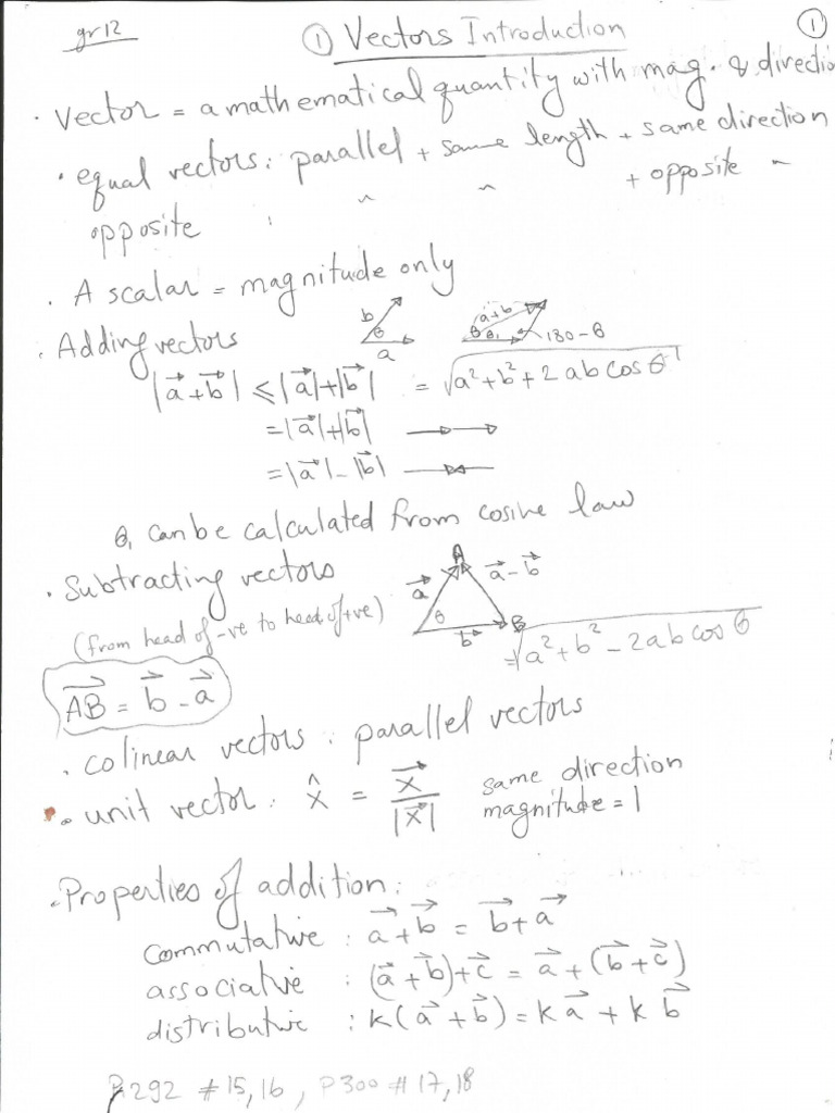 Vectors Notes | PDF