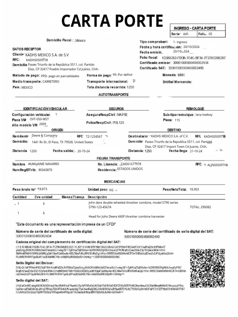 CARTA PORTE | PDF
