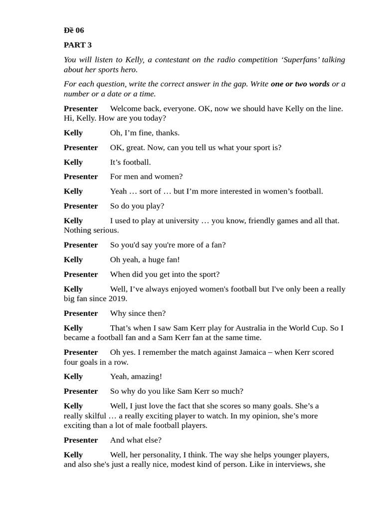 Transcripts Part3 đề 06-10 | PDF