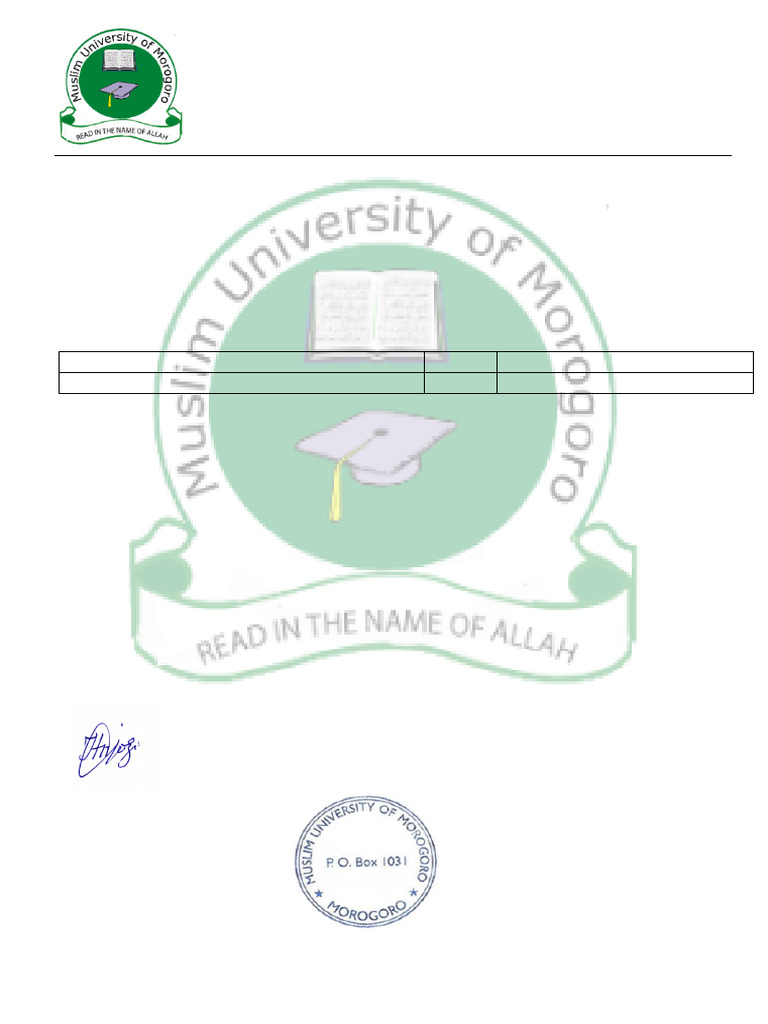Muslim University of Morogoro: P.O. BOX 1031 Morogoro, Tanzania | PDF