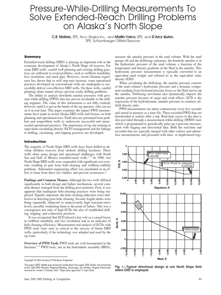Pressure-While-Drilling Measurements To Solve Extended-Reach Drilling Problems On Alaska's North ...