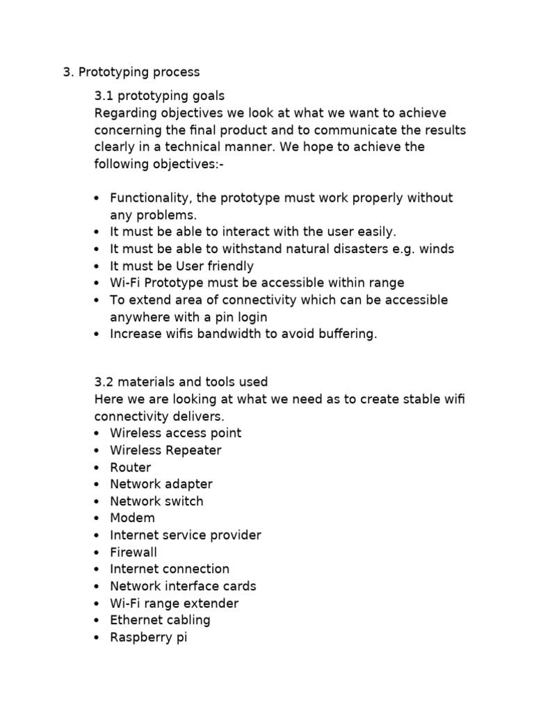 prototype report | PDF | Computer Network | Wi Fi