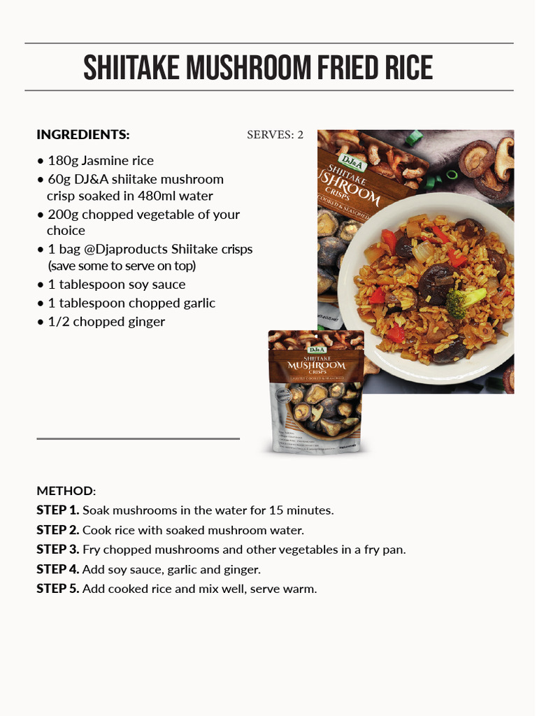 Shiitake Mushroom Fried Rice Noodle - ALL RECIPES A4 TO PRINT | PDF