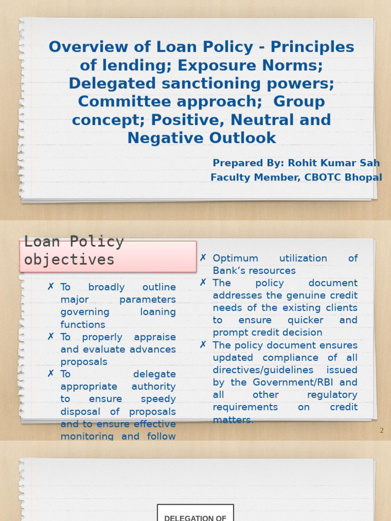 Loan Policy Overview and Guidelines | PDF | Policy | Business