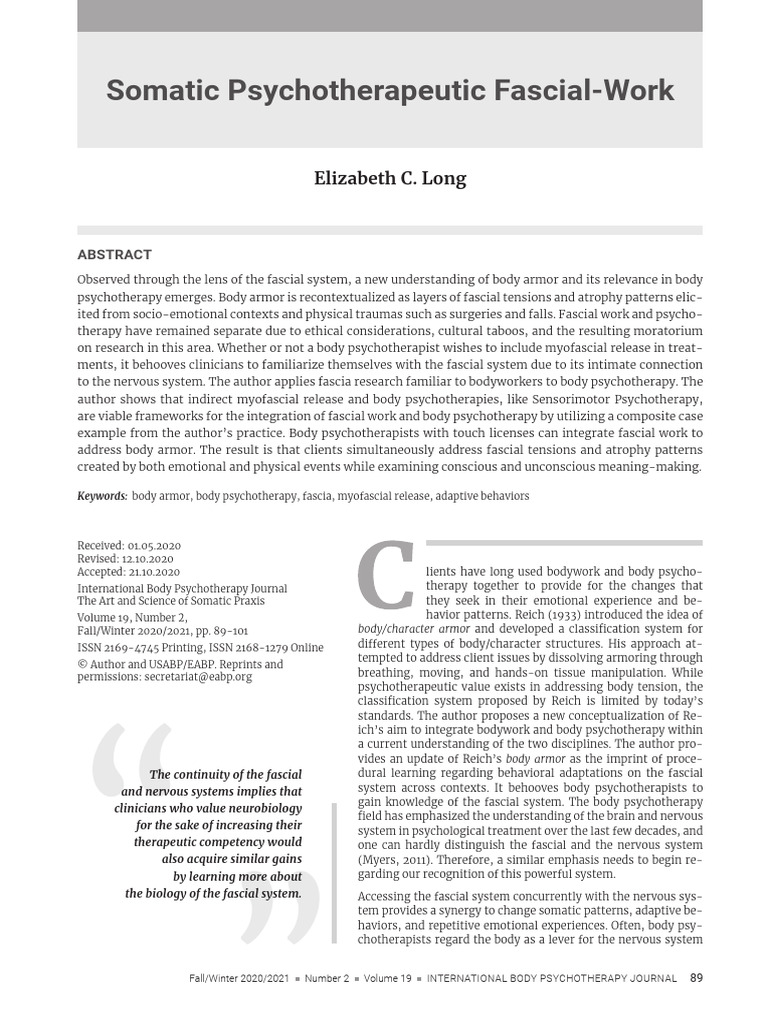 Elizabeth C. Long - Somatic Psychotherapeutic Fascial-Work | PDF ...