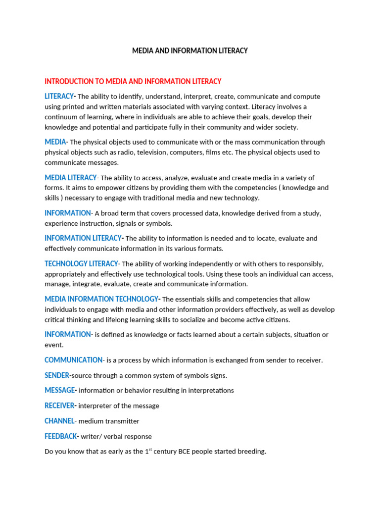 Media and Information Literacy | PDF | Information Literacy | Information