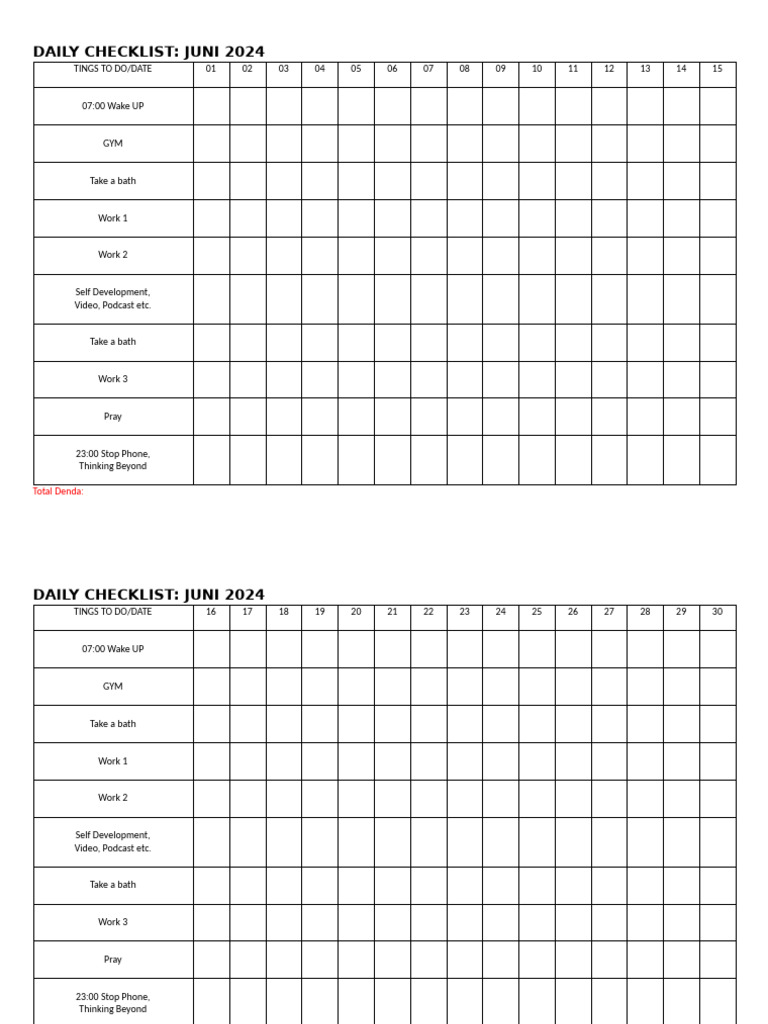 Dayly Check List | PDF