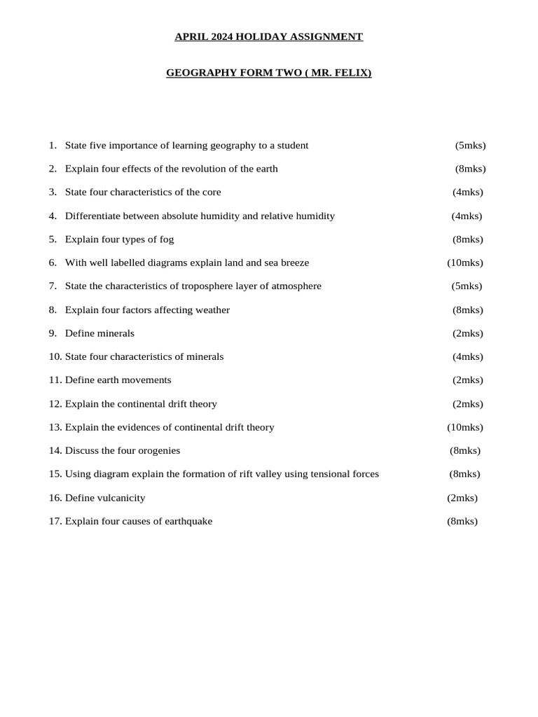 GEOGRAPHY F2 MR. FELIX | PDF