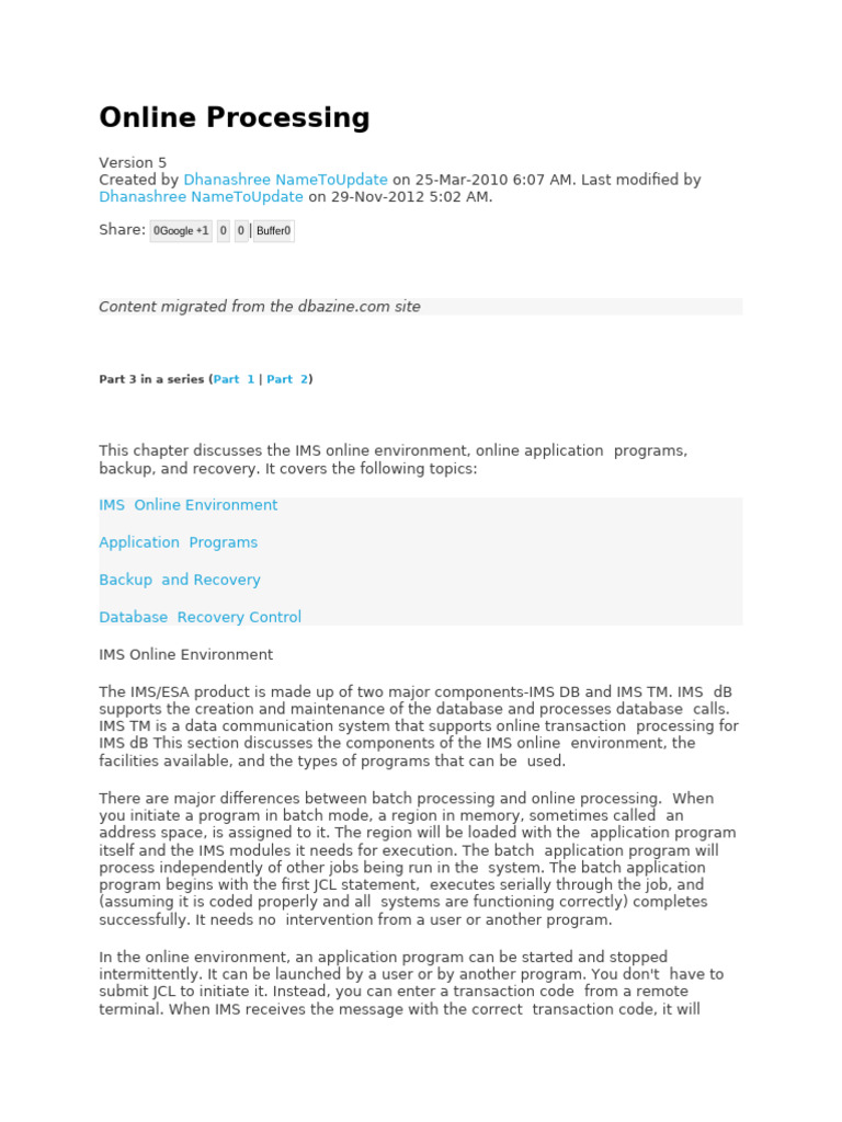 IMS Part 3 - Online Processing | PDF | Databases | Computer Terminal