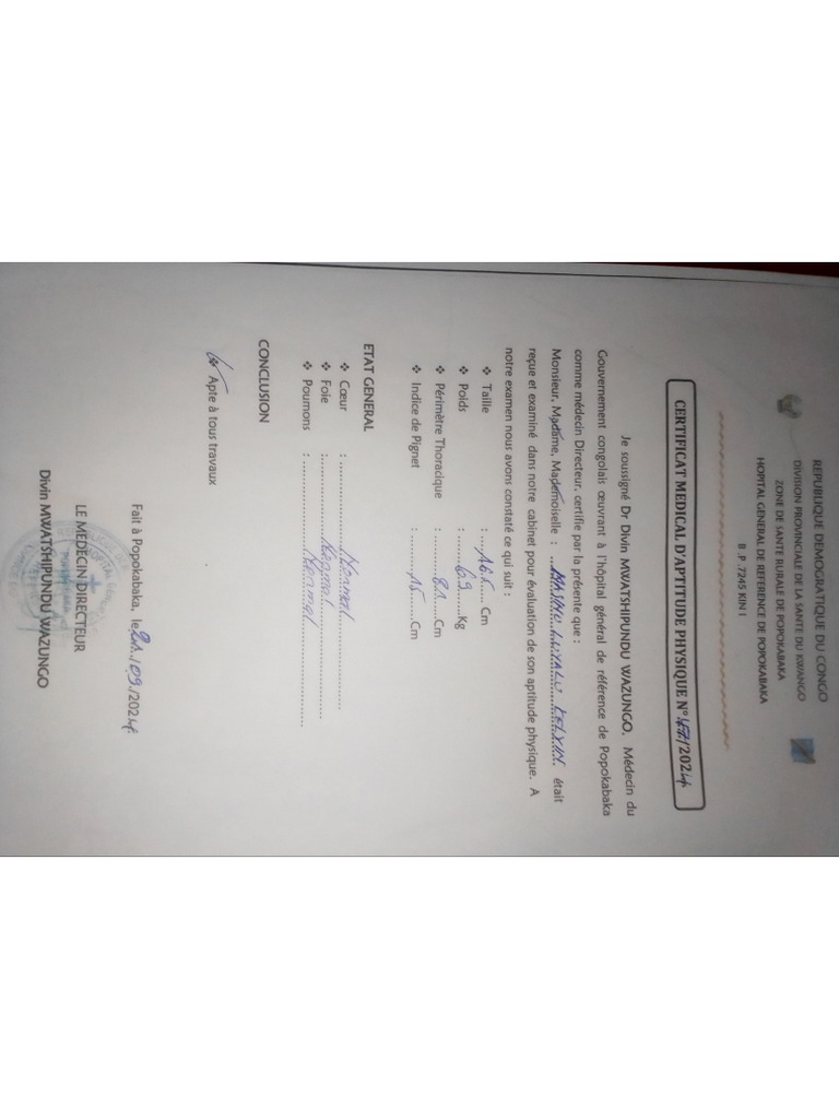 Certificat D'aptitude Physique Kelvin | PDF